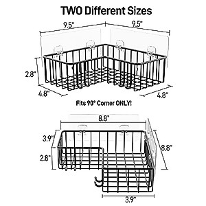 AAUU Corner Shower Caddy Shelf, 3 Sets Adhesive Bathroom Basket Shelf with Hooks, Soap Dish Holder for Toilet, Dorm and
