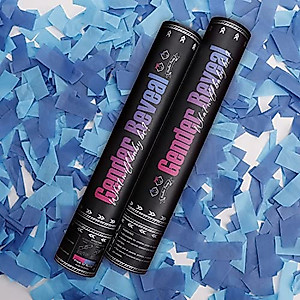 Gender Reveal Blue Confetti Cannon, DOUKEE Biodegradable Navy and Blue Tissue Confetti Poppers for Boy Baby Shower Party Favors, 2 PK (12 in)