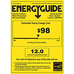 BLACK+DECKER BD12WT6 Window Air Conditioner with Remote Control,12000 BTU, Cools Up to 550 Square Feet, Energy Efficient, White