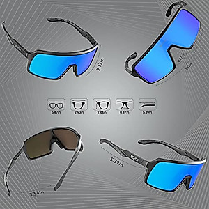 SCVCN Polarized Cycling Glasses Mountain Bike Glasses MTB Glasses Sports Sunglasses Men Women Bicycle Riding Glasses Biking Glasses TR90 Baseball Running Fishing Golf Sunglasses Cycle Glasses Blue