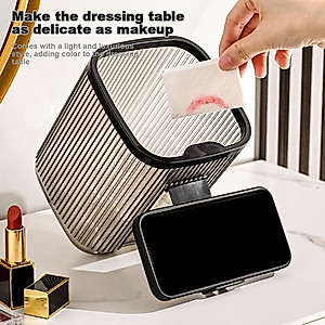 VALINK Transparent Trash can Wastebasket, Desktop Clear Acrylic Trash Can with Holder, Mulitpurpose Bathroom Trash Can Storage Case for Bedroom Home Office Stone Black