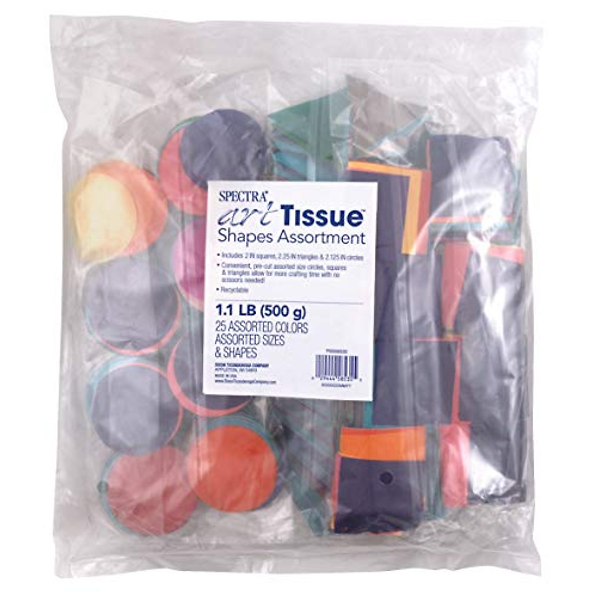 Spectra Bleeding Tissue Shapes Assortment, 25 Assorted Colors, Assorted Sizes & Shapes, 1.1 Lbs.