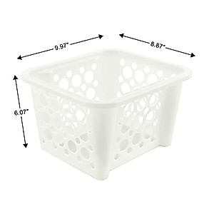 Organize Your Home Small Stackable White Storage Containers with Open Tops, 4 Pack, Great Organizing Bins for Kitchen Pantry, Closet, Bedroom, and Bathroom Storage, 10” x 8.9” x 6.1”
