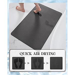 MontVoo -Bath Mat Rug-Rubber Non Slip Quick Dry Super Absorbent Thin Bathroom Rugs Fit Under Door-Washable Bathroom Floor Mats-Shower Rug for in Front of Bathtub,Shower Room,Sink