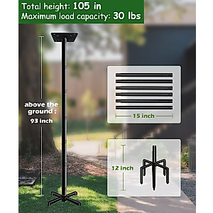 Mokeyder 105 Inch Bird House Pole Mount Kit, Adjustable Heavy Duty Bird Feeder Pole for Outdoors, Universal Mounting Post Set with 5-Prong Base, Black, 1 Pack