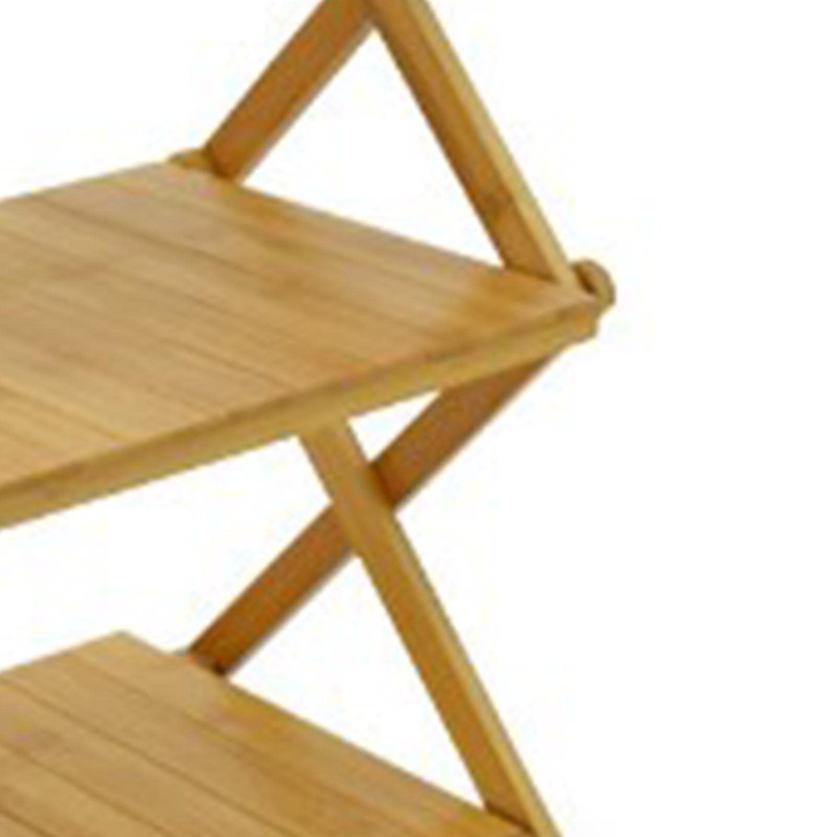 Folding Storage Rack, Powerful Load Bearing Large Storage Space Multi Layer Wooden Foldable Shelf Smooth for Outdoor Camping (3 Layers)