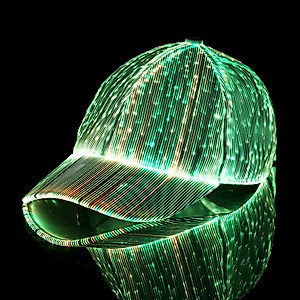Vastarry LED Cap Fiber Optic Hat with USB Charging, 7 Illuminating Colors, Perfect for Parties, Nightclubs, Music Festivals, (Back,Polyester)