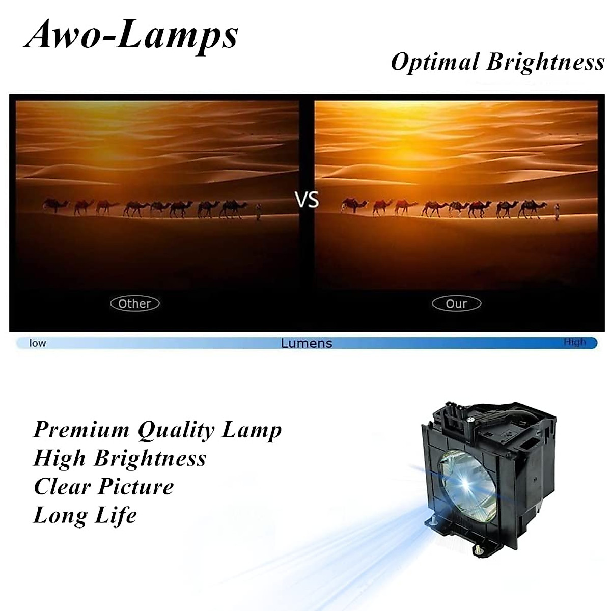 AWO ET-LAD55 / ET-LAD55W Premium Replacement Lamp Bulb with Housing Fit for PANASONIC PT-D5500U PT-D5600U PT-L5500 PT-L5600 PT-D5600E PT-DW5000 Projectors