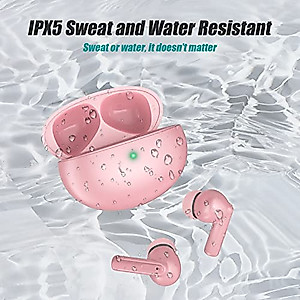 Wireless Earbuds Bluetooth in-Ear Headphones with 4 Microphones ENC Noise Cancelling Clear Calls Wireless Ear Buds 30H Playback IPX5 Waterproof Sports Stereo Earphones for iPhone Android (Rose Gold)