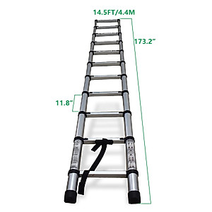 LABLT Aluminum Extendable Ladder Collapsible Ladder Folding Telescoping Ladder, Multi-Use, 330 lbs Capacity, 10.5FT/12.5FT/14.5FT