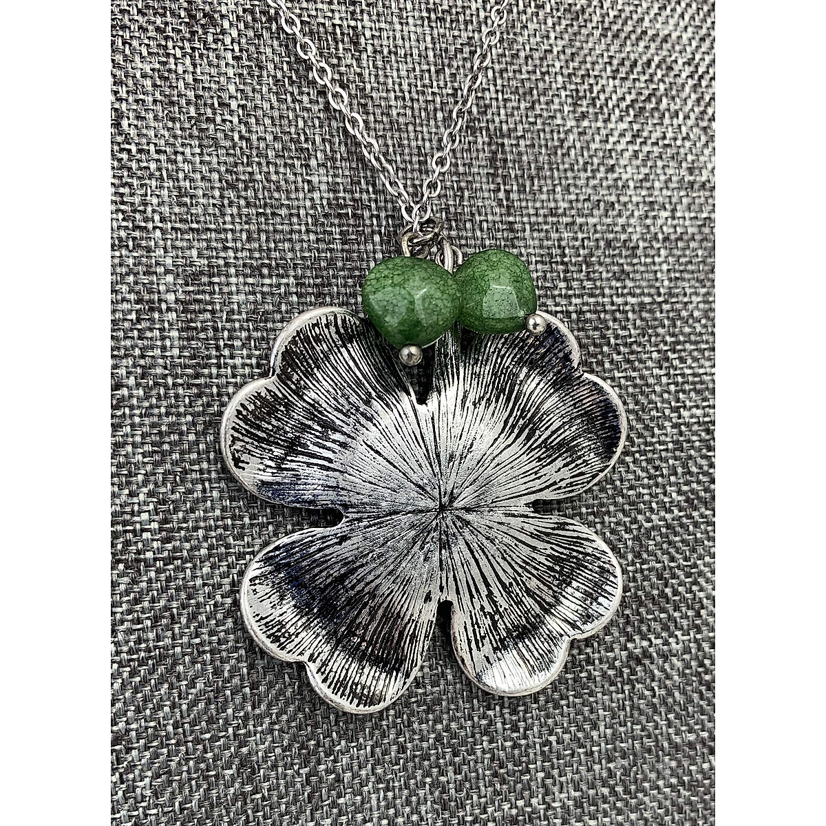 American Coin Treasures Irish Threepence Four Leaf Clover and Green Heart Charm Pendant