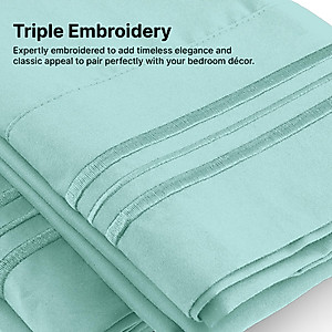 Extra Deep Twin XL Sheet Set - 4 Piece Breathable & Cooling Sheets - Hotel Luxury Bed Sheets Set - Easy Fit - Soft, Wrinkle Free & Comfy Sheets Set - Spa Blue Sheet Set w/Extra Deep Pockets