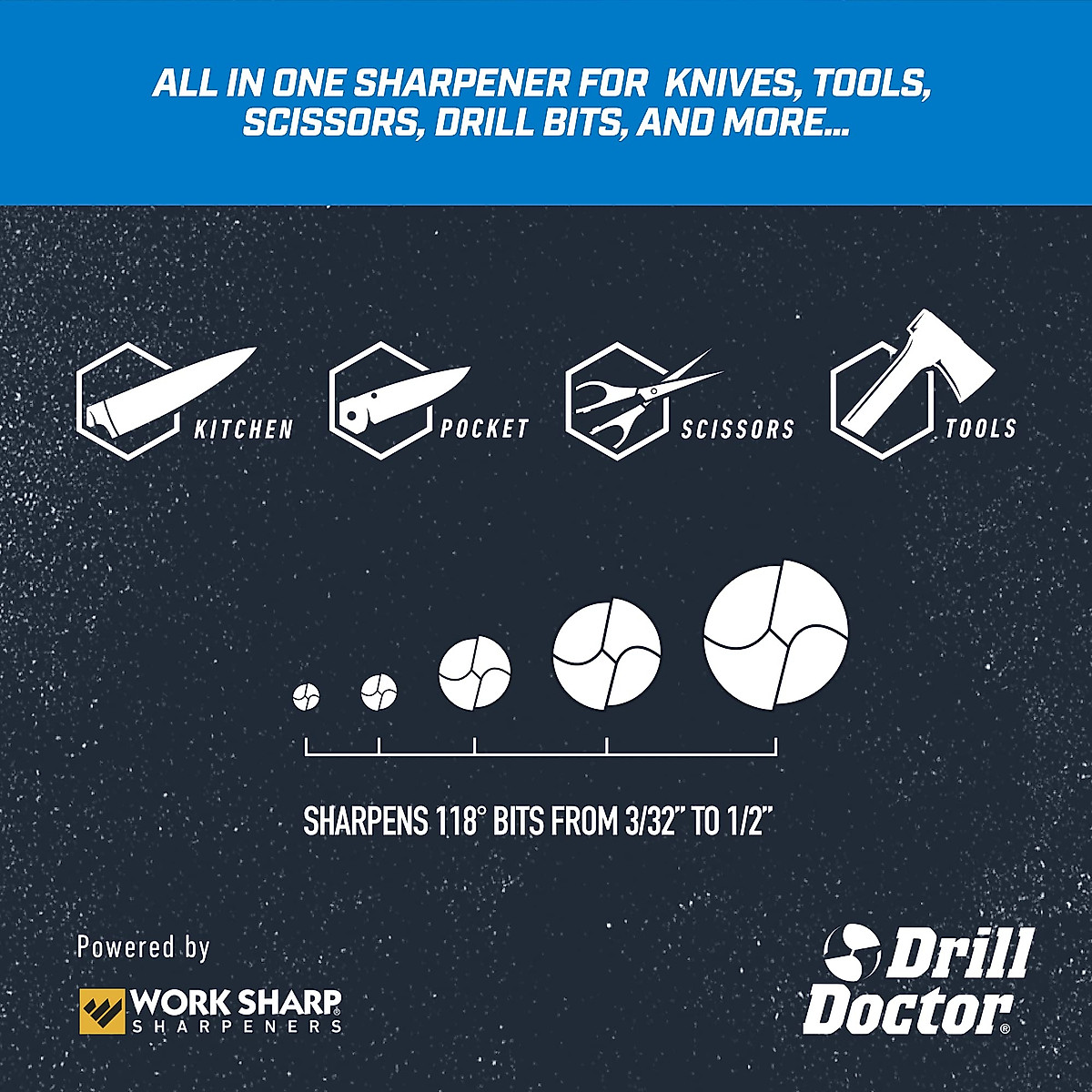 Drill Doctor X2 Drill Bit and Knife Sharpener With Removable Guide System
