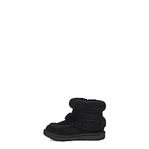 UGG Unisex-Child Ultra Mini Ugg Fluff Boot, Black, 2 Little Kid