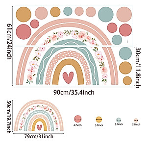 Boho Rainbow Graffiti Wall Decals, Peel and Stick PVC Wall Stickers, Vinyl Art Removable Mural Home Decor for Baby Kids Teen Girls Bedroom Playroom Living Room Nursery Classroom (Rainbow-06)