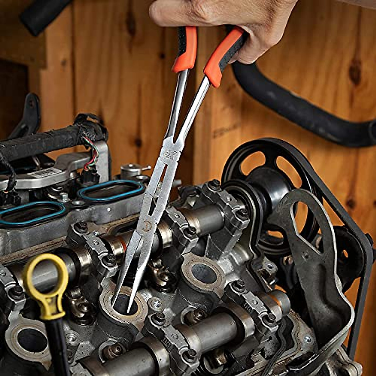 Crescent 2 Piece X2 Straight and Bent Long Nose Dual Material Plier Set - PSX204C , Red