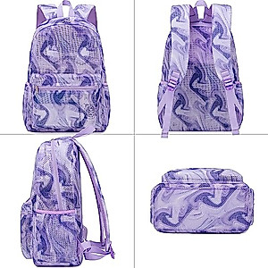 Meisohua Mesh Backpack for School Girls Semi-Transparent Backpack for Kids See Through Teen Girls Backpack with Storage Bag 2 in 1 Set