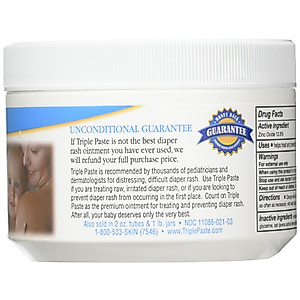 Triple Paste Diaper Rash Cream, Hypoallergenic Medicated Ointment for Babies, 8 oz (Pack of 2)