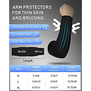 Geyoga 2 Pairs Cut Resistant Sleeves Thin Arm Protectors Arm Guard for Thin Skin and Bruising Arm Sleeves for Men Women (Black)
