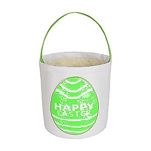 2 Pack Easter Basket for Kids Easter Bunny Basket Egg Bags Canvas Cotton and Eggs Hunt Bag Bunny Canvas Tote Easter Decorations Eggs Candy and Gifts Carry Bucket