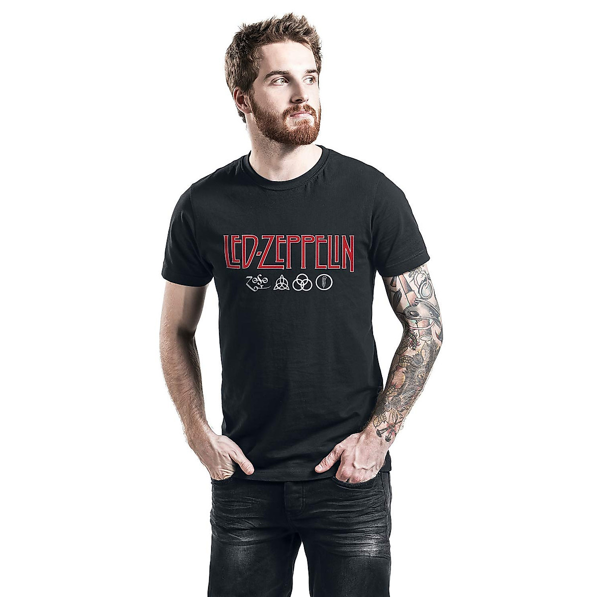 Officially Licensed Men's Led Zeppelin Logo and Symbols T-Shirt | Sizes S-XXL