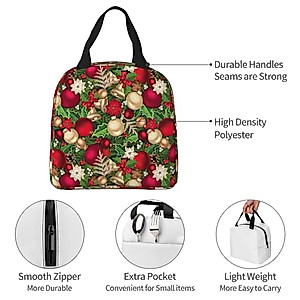 ENVEED Tree Spruce Leaves Balls Flowers Berry Portable Lunch Tote,Made With Dense Oxford Cloth And Thick Aluminum Foil,For Office Picnic