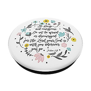 Joshua 1 9 Christian Bible Verse Pink Blue Scripture Quote PopSockets Swappable PopGrip