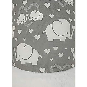 DUYIY 19.7 Inch Round Big Size Canvas Storage Basket with Handle Large Organizer Bins for Dirty Laundry Hamper Baby Toys Nursery Kids Clothes Gift Basket (heart elephant)