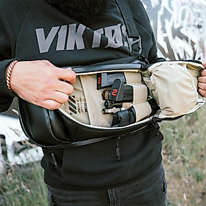 VIKTOS Upscale3 Durable Tactical Casual EDC Leather Slingbag with Padded Shoulder Strap & Ambidextrous Concealed Carry Compartment, Black