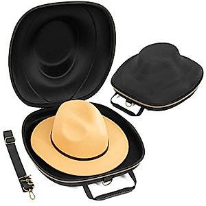 CASEMATIX Hat Case for Fedora, Panama, Bowler Hats and More - Premium Hard Shell Hat Travel Case with Adjustable Carry Strap, Luggage Strap, ID Slot and Protective Insert for Hats With Brims Up To 3"