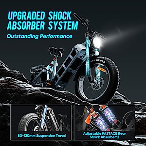 eAhora Juliet [2024 Upgraded] Electric Bike for Adults Peak 1200W Ebike 48V 60Ah 100-200Miles Long Range E-bike 20" Fat Tires Full Suspension Electric Bicycle Juliet Blue-Gray