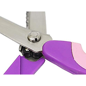NEJLSD Pinking Shears for Fabric Scalloped 5mm, Stainless Dressmaking Sewing Scissors Steel Handled Professional Zig Zag Fabric Craft Scissors 9.3 inch (Purple)