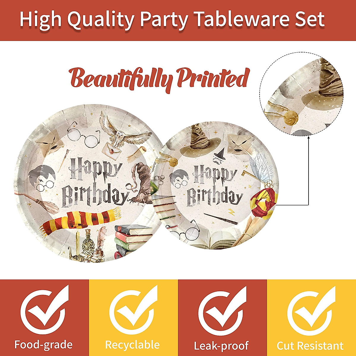 AURORAPARTY 170pcs Birthday Party Supplies Party Paper Plates Napkins Cups Kids Boys Birthday Decorations Birthday Tablecloth Banner Disposable Forks Tableware Set for 24 Guests