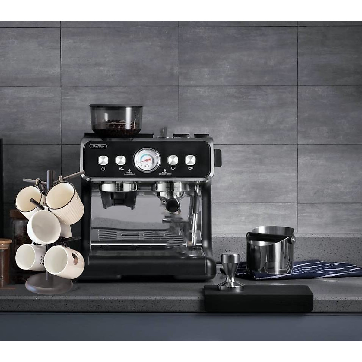 KETWOD Black Mug Holder,Coffee Mug Holder,Coffee Mug Tree,Non-Slip Coffee Cup Holder,Coffee Cup Holder for Counter,Coffee Mug Tree,Coffee Mug Rack with 6 Hooks (Black)