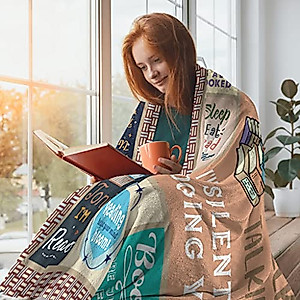 Sqovulw Book Lovers Gifts Mothers Day Reading Blanket Gifts for People Who Like to Read Gifts for Book Lovers Women Gifts for Readers Librarian Gifts Book Lovers Throw Blanket 60X50 Inch