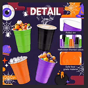 cssopenss 100 PCS Halloween Party Cups 16 oz halloween plastic cups 16 oz halloween disposable cups Set 4 Styles for Halloween Party Decorations & Party Supplies for Beer/Beverage/Snacks/Candies