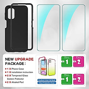 LeYi for Samsung Galaxy A03S Phone Case, Galaxy AO3S Phone Case with [2 x Tempered Glass Screen Protector], Full-Body Shockproof Soft Silicone Phone Cover Case for Samsung A03S (6.5 Inch), Black