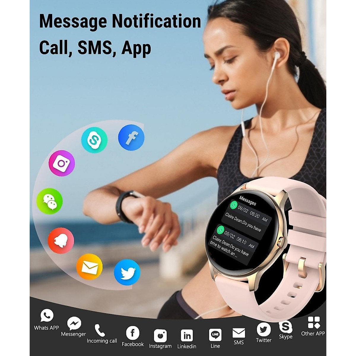 Holiday Smart Watches for Women with Answer Make Calls, 1.32" Ladies Fitness Watch with Heart Rate Monitor Sleep Step Counter Tracker, IP68 Waterproof Smartwatch for Android iOS Phone (2 Straps)