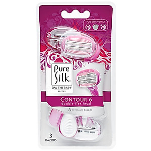 Pure Silk Contour 6 Premium Disposable Razor, 3 Count