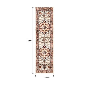 SAFAVIEH Bijar Collection 2' 3" x 12' Ivory/Rust BIJ652A Traditional Oriental Distressed Entryway Living Room Kitchen Runner Rug