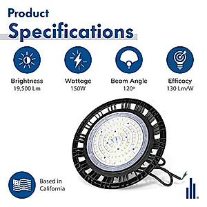 Hyperikon UFO LED High Bay Light 150W (600 Watt Replacement), Shop and Warehouse Area Lighting, DLC, 2 Pack