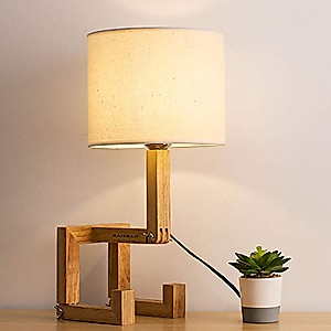 HAITRAL Bedroom Table Lamp - Fun Desk Lamps with Wooden Base Unique Table Lamps for Kids Room, Living Room, Bedroom, Office, Reading Room