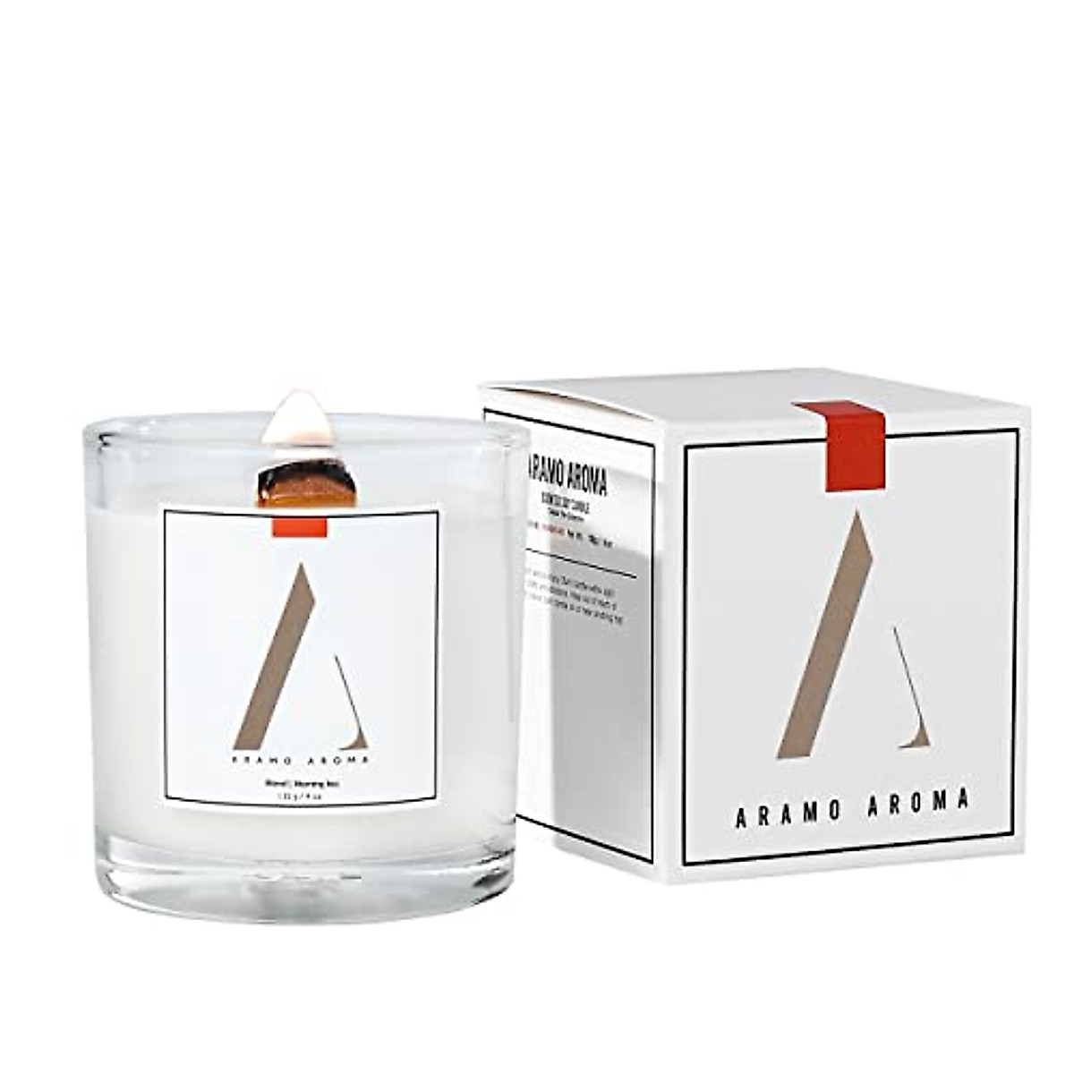 ARAMO AROMA Candle for Home Scented- (Morning Kiss) Crackling Wood Wick Candle, Natural Aroma Candle, Soy Wax, Scented Candles (4 Oz./ 110 g.)