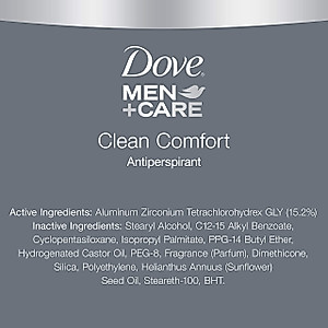 Dove Men+Care Antiperspirant Deodorant Stick Clean Comfort 4 Count 72-Hour Sweat & Odor Protection Antiperspirant for Men With 1/4 Moisturizing Cream 2.7 oz