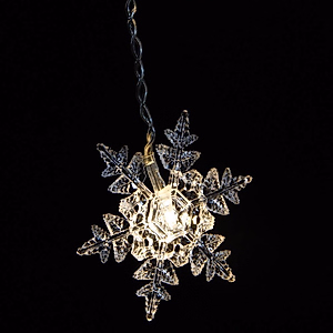 Senofun Snowflakes LED Curtain Lights Color Changing 11.5ft 16 Snowflakes Fairy Lights 80pcs LED Snowflake Lights for Home, Church, Wedding, Birthday (Snowflakes-Warm White)