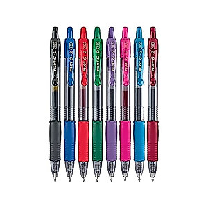 PILOT G2 Premium Refillable & Retractable Rolling Ball Gel Pens, Bold Point, Assorted Color Inks, 8-Pack Pouch (31654)