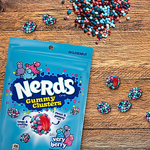 Bundle of Nerds Gummy Clusters Candy, Rainbow, Very Berry, Resealable 8 Ounce Bags (Pack of 2)