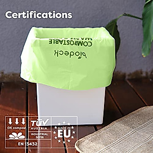 Biodeck 100% Compostable Waste Bags 13 Gallon / 50 L | Kitchen Food Scrap/Organic Waste Bags certified Biodegradable, HOME Compostable EN13433