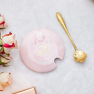 Duneach Luspan Teacher Gift - Teacher Appreciation Gifts - Best Gifts for Teachers - Best Teacher Gifts for Women - Pink Marble Ceramic Coffee Mugs 11.5oz and Lid