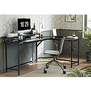 CubiCubi L Shaped Desk, 66.7" Computer Corner Desk, Home Office Study Writing Workstation with Large Monitor Stand, Space-Saving, Easy to Assemble, Black